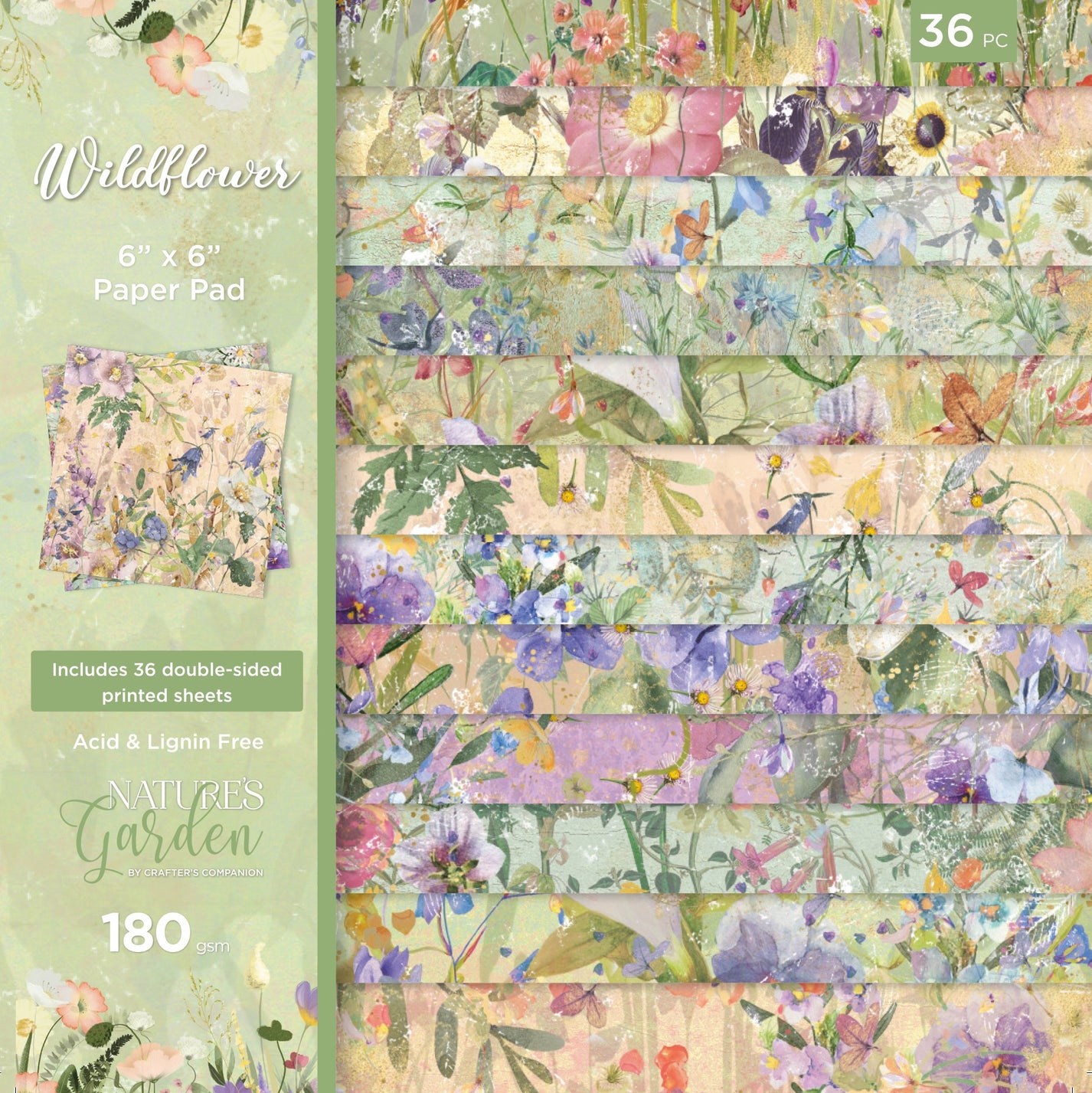 Wildflower 6x6 scrapbook cardstock paper pad Crafters Companion – Craft ...